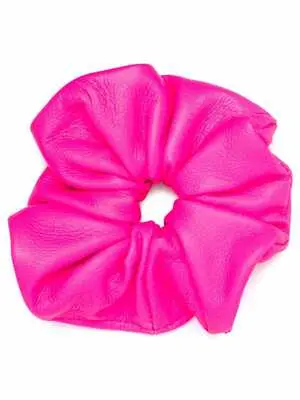 MANOKHI Elasticated Ruched Leather Scrunchie Pink