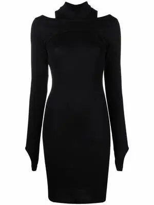 Helmut Lang Cut-out High-neck Ribbed Dress
