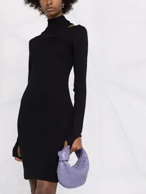 Helmut Lang Cut-out High-neck Ribbed Dress
