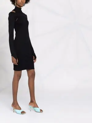 Helmut Lang Cut-out High-neck Ribbed Dress