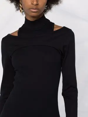Helmut Lang Cut-out High-neck Ribbed Dress
