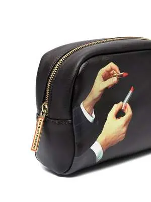 SELETTI Graphic-print Wash Bag - Black