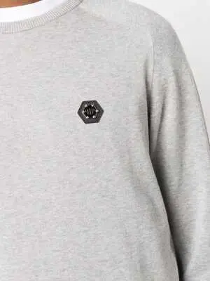 Philipp Plein Logo-patch Cotton Jumper - Grey