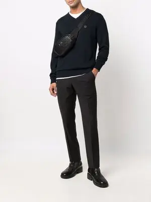 Philipp Plein Logo-patch V-neck Jumper - Blue