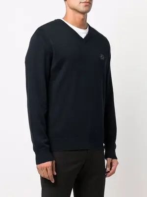 Philipp Plein Logo-patch V-neck Jumper - Blue