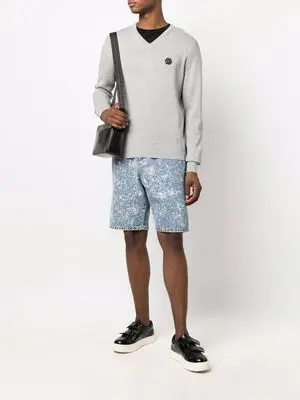 Philipp Plein Logo-patch V-neck Jumper - Grey