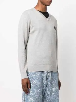 Philipp Plein Logo-patch V-neck Jumper - Grey