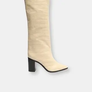 Schutz Analeah Crocodile-embossed Leather Boot White