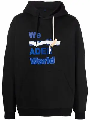 ADER ERROR Slogan Print Hoodie - Black
