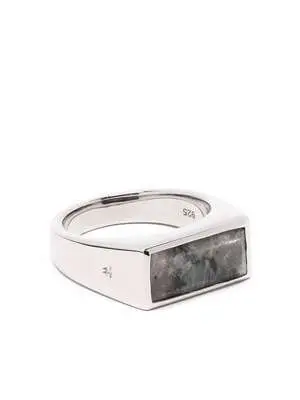 Tom Wood Larvikite Signet Ring - Silver
