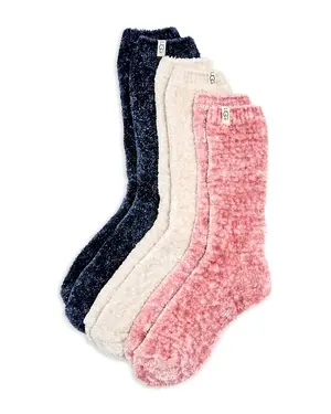 UGG Leda Sparkle Cozy Crew Socks Pack Cream/pink Jade/mariner