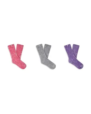 UGG Leda Sparkle Cozy Crew Socks Pack Pink Meadows/metal Gray