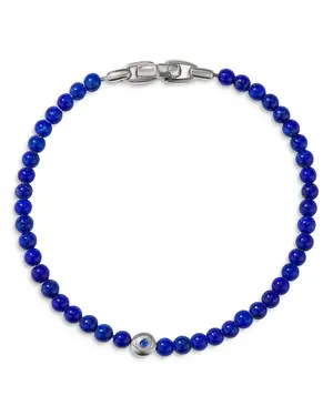 David Yurman Sterling Silver Spiritual Beads Lapis And Sapphire Evil Eye Bracelet