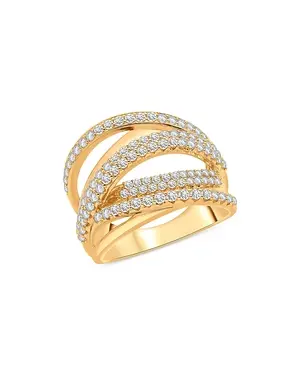 Bloomingdale'S Diamond Crossover Ring In 14k Yellow Gold - White/gold