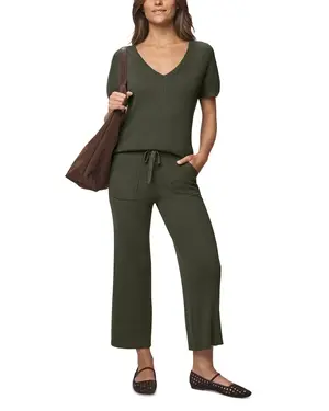Splendid Georgie Ribbed Drawstring Pants - Green Spruce