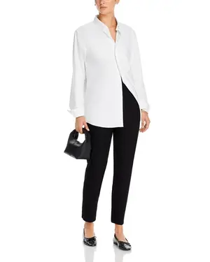 Eileen Fisher High-waist Slim-fit Trousers - Black