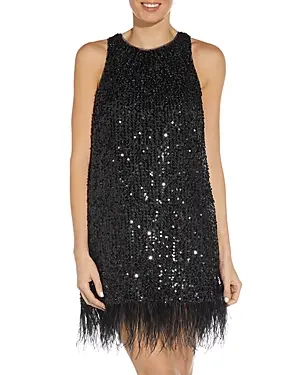 aidan mattox black sequin dress AIDAN MATTOX Black One Shoulder Sequin Mini Dress – The Untitled Boutique main image 1