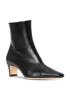 Staud Wally Leather Ankle Booties - Black Leather