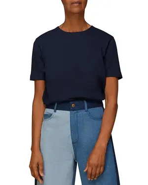 Whistles Emily Ultimate Cotton Tee - Navy