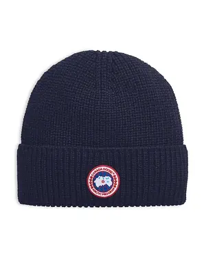 Canada Goose Arctic Disc Merino Wool Ribbed Toque Navy Heather