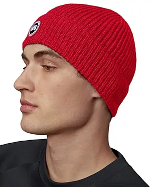 Canada Goose Arctic Disc Merino Wool Ribbed Toque Red