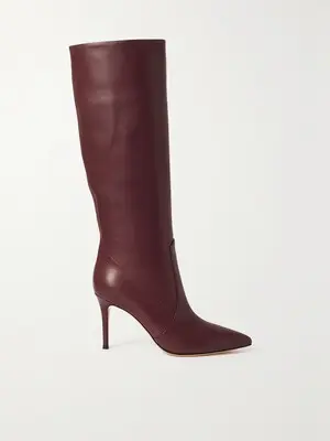 GIANVITO ROSSI Hansen 85 Leather Knee Boots - Burgundy