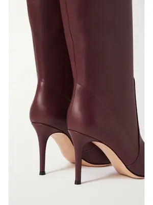 GIANVITO ROSSI Hansen 85 Leather Knee Boots - Burgundy