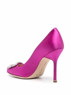 Manolo Blahnik Hangisi Satin Pumps - Purple