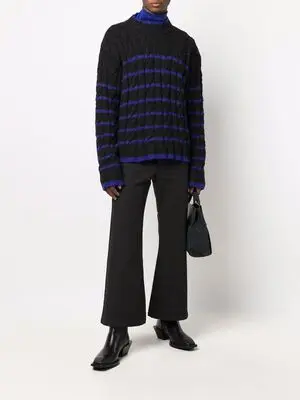 PHIPPS Striped Cable Knit Jumper