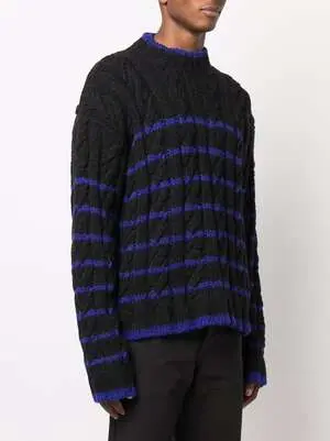 PHIPPS Striped Cable Knit Jumper