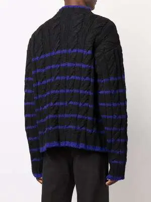 PHIPPS Striped Cable Knit Jumper
