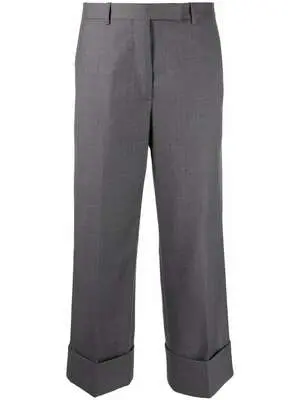 Thom Browne Cuffed-hem Cropped Trousers - Grey