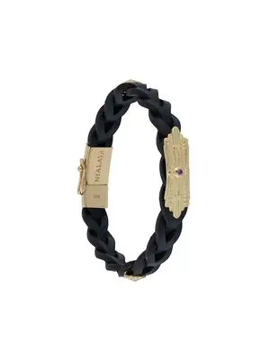 NIALAYA JEWELRY Braided Leather Sterling Silver Bracelet - Black
