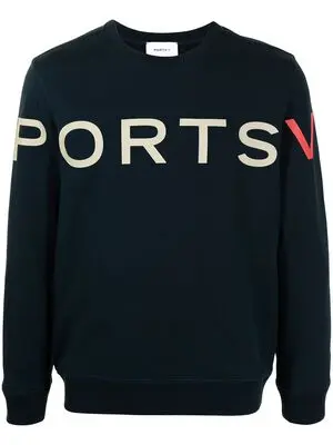 PORTS V Logo-print Cotton Sweatshirt - Blue