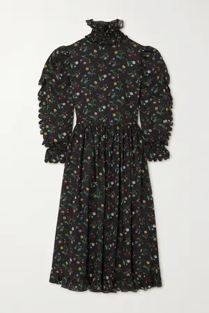 Horror Vacui Ruby Scalloped Floral-print Cotton-poplin Midi Dress
