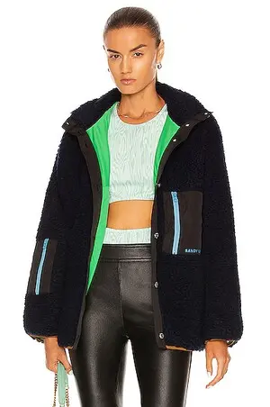 Sandy Liang Tooth Fleece Jacket In Navy