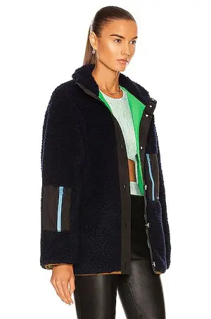 Sandy Liang Tooth Fleece Jacket In Navy