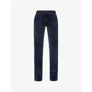 Juicy Couture Logo-embroidered Velour Trousers - Night Sky