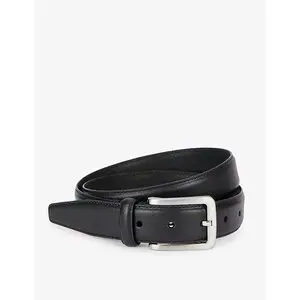 DENTS Logo-Engraved Leather Belt Black