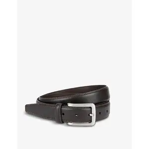 DENTS Logo-Engraved Leather Belt Brown