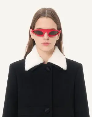 Valentino Garavani Black Compact Drap Coat With Floral Embroidery