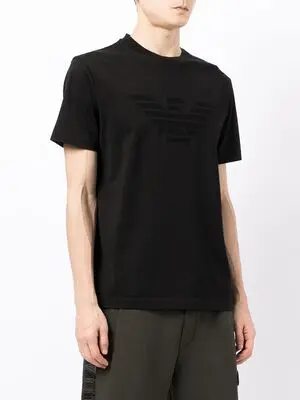 Emporio Armani Round Neck Short-sleeved T-shirt - Black