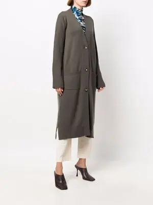 Lorena Antoniazzi Ribbed-sleeve Cashmere Cardigan-coat - Green