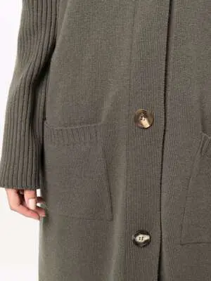 Lorena Antoniazzi Ribbed-sleeve Cashmere Cardigan-coat - Green