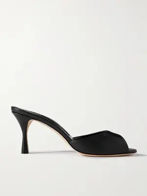 Manolo Blahnik Jada Leather Mules - Black