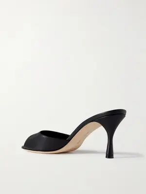 Manolo Blahnik Jada Leather Mules - Black