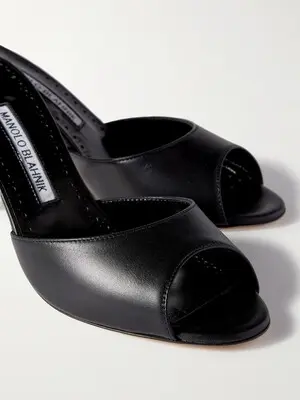 Manolo Blahnik Jada Leather Mules - Black