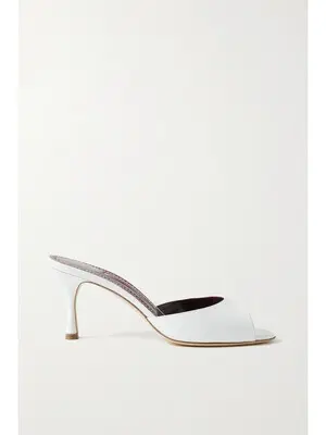 Manolo Blahnik Jada Leather Mules White