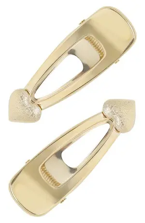 Ettika Set Of 2 Heart Hair Clips - Gold