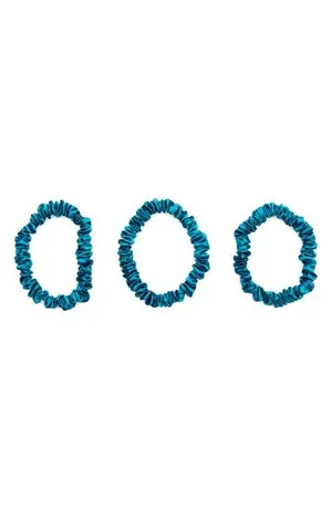 BLISSY BLISSY 3-Pack Skinny Silk Scrunchies Aqua